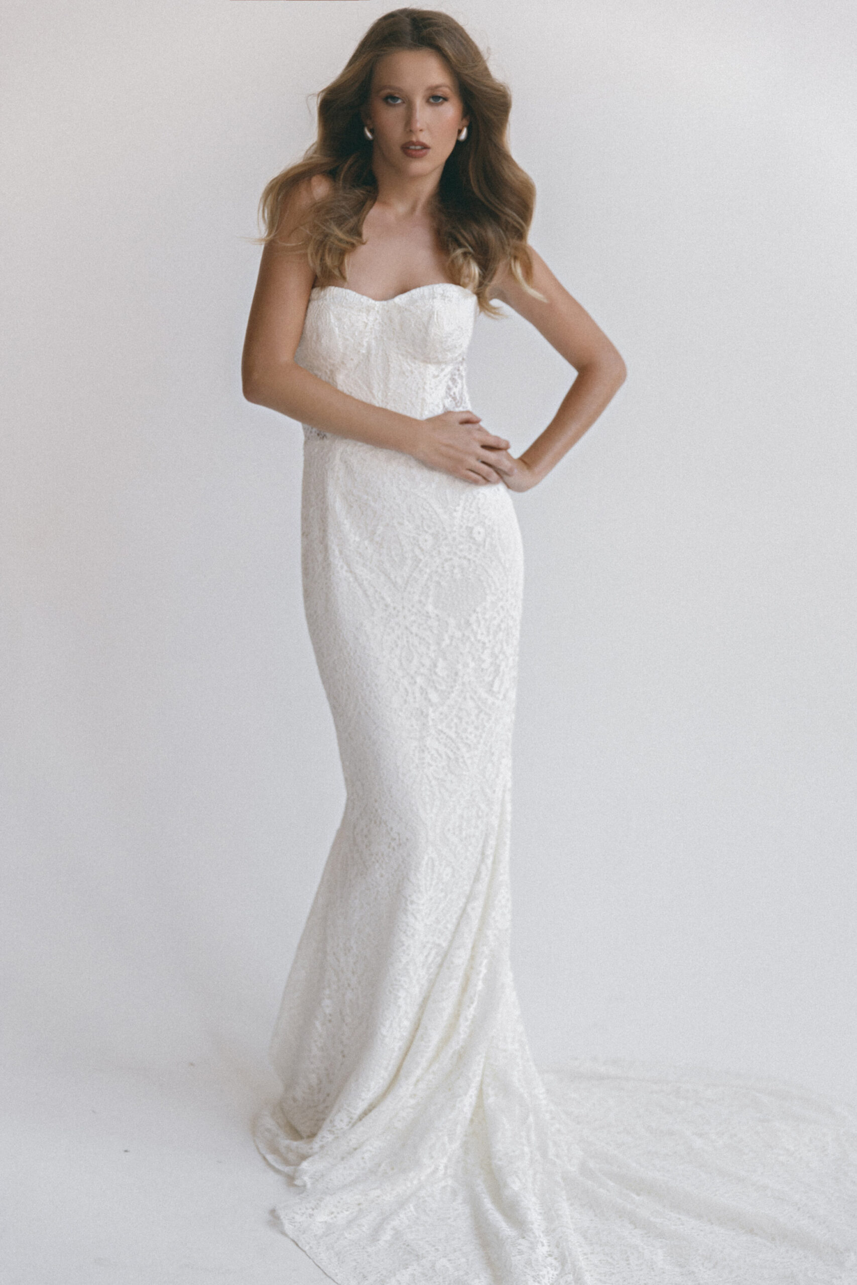 Strapless Chantilly Lace Dress - Viero Bridal